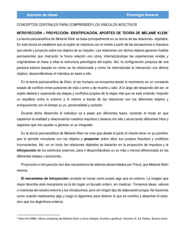 Conceptos Centrales para Comprender Los Vinculos Afectivos | PDF | Teoría de apego | Psicoanálisis
