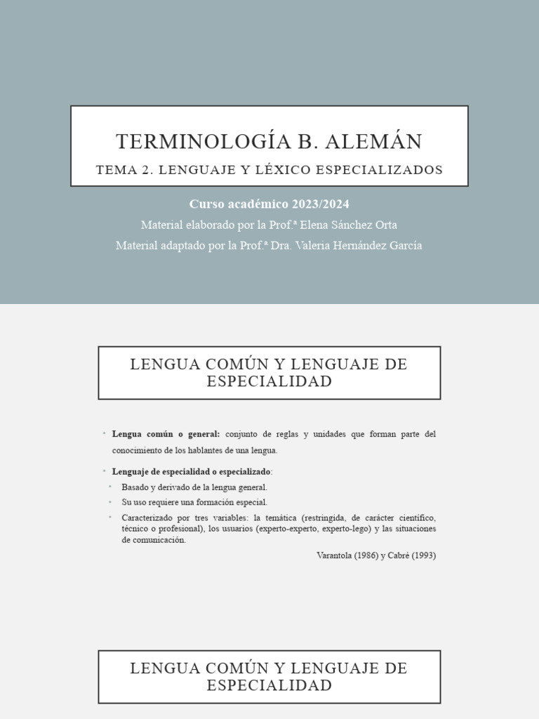 Tema 2. Lenguaje y Léxico Especializados | PDF | Léxico | Oración ...
