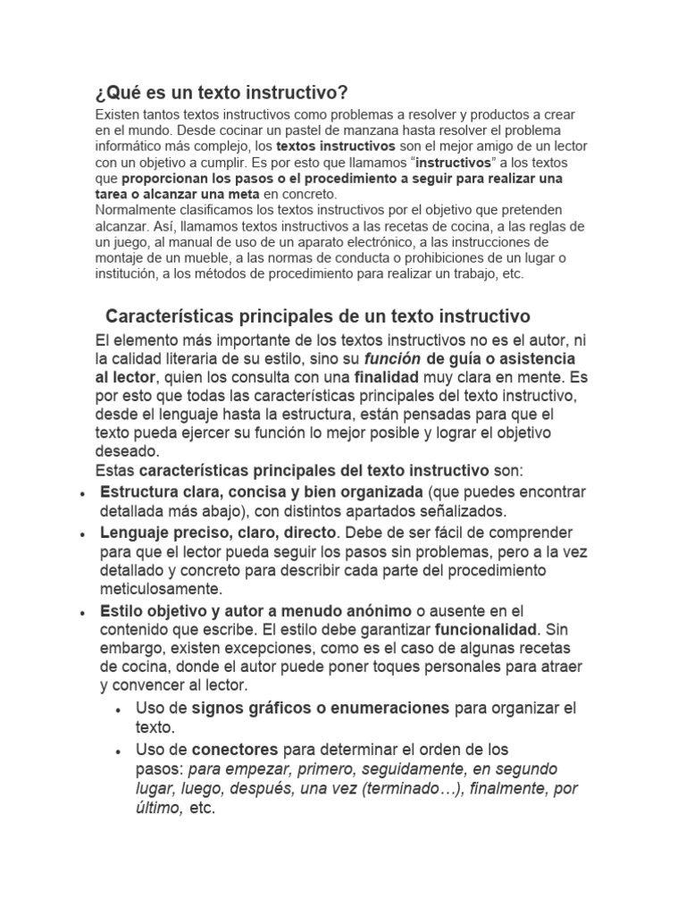 Qué Es Un Texto Instructivo | PDF