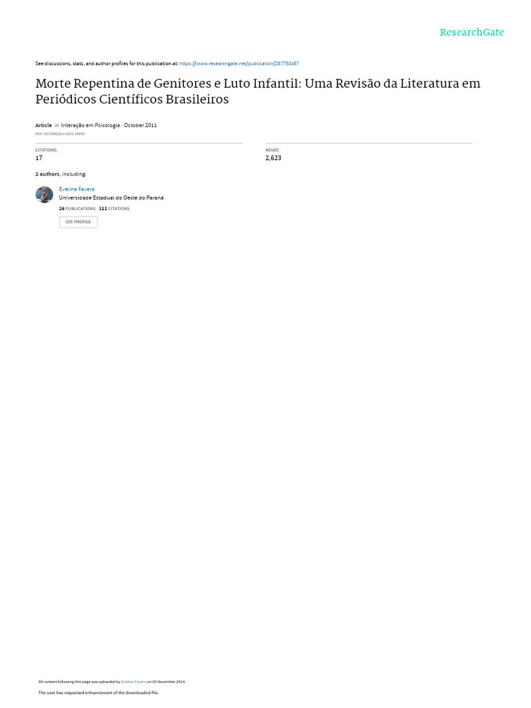 Morterepentinadegenitoreselutoinfantil MHT | Download grátis PDF ...