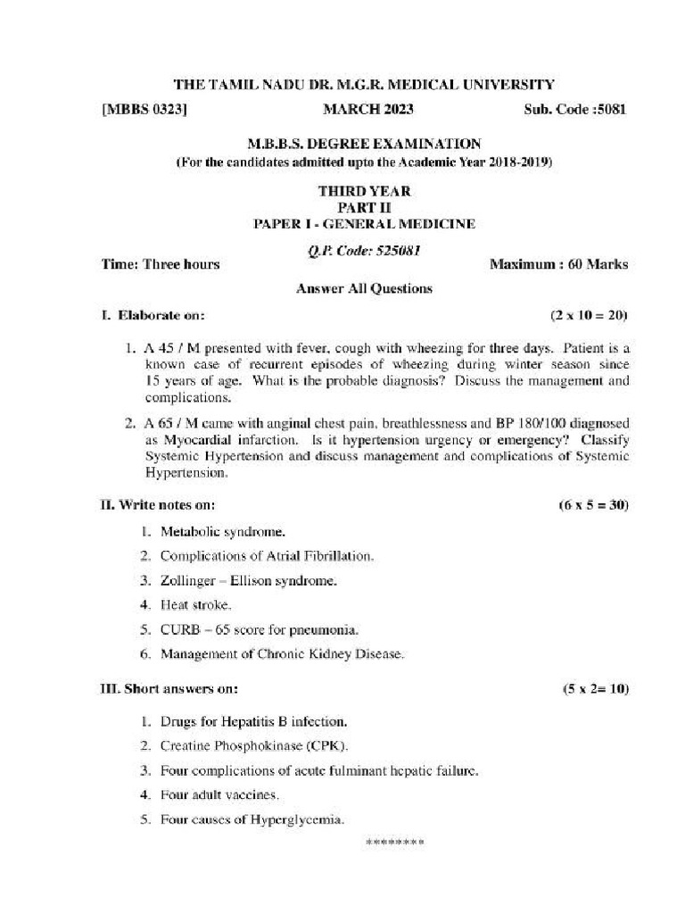 CMC Vellore Entrance Exam Question Papers | PDF