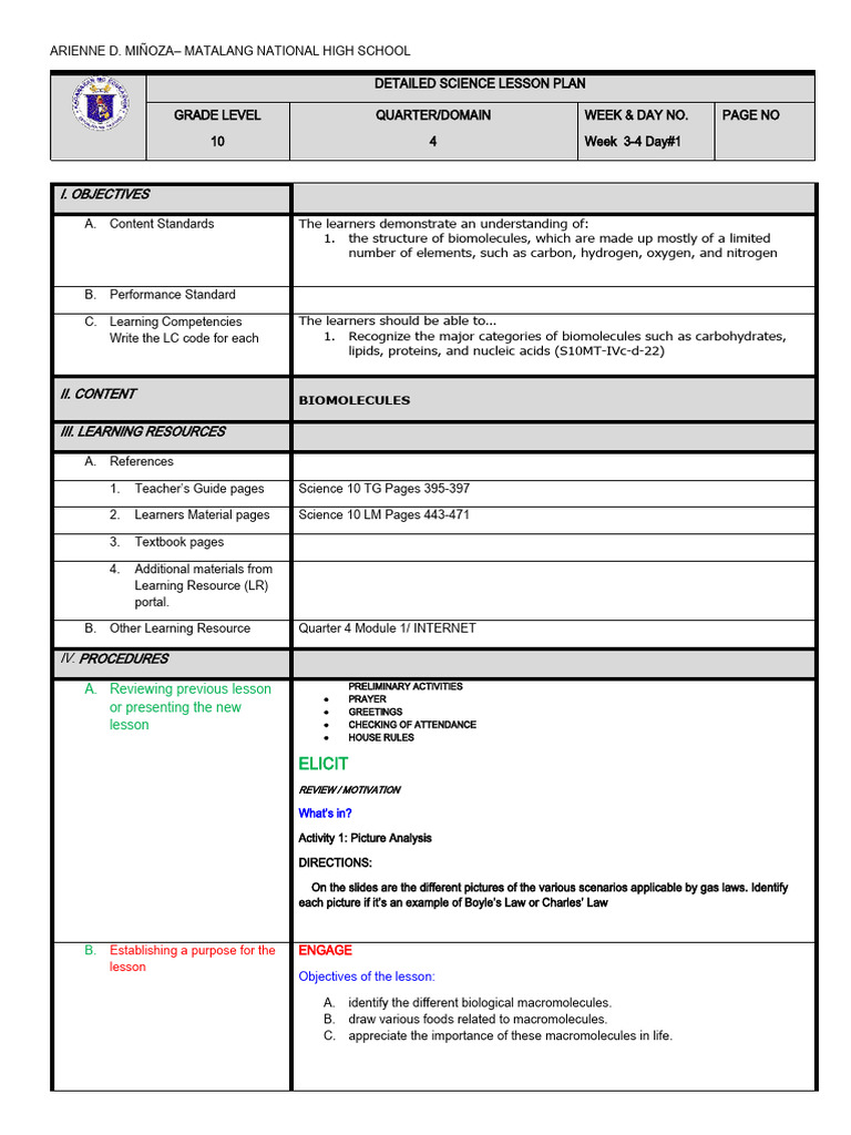 Lesson Plan Biomolecules | PDF | Carbohydrates | Polysaccharide