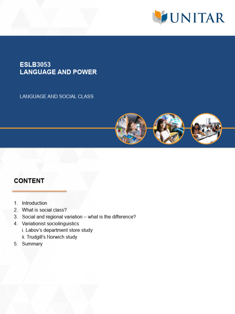 Lecture 4 - Language and Social Class | PDF | Sociolinguistics | Linguistics