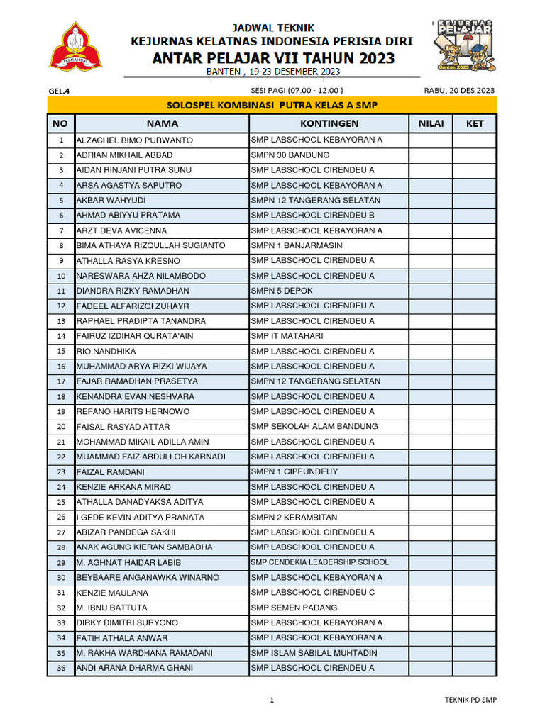 Rabu-20-Des Jadwal Versi PD | PDF