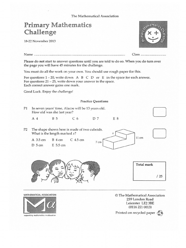 2013 Fobisia Primary Math Challenge | PDF