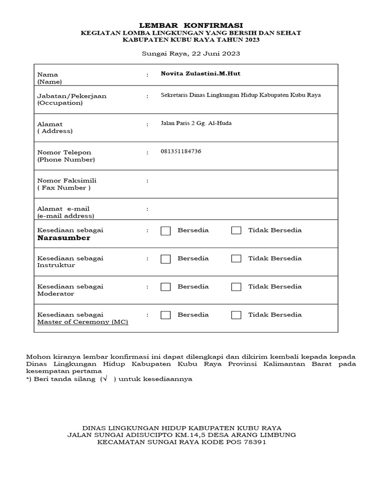 Lembar Konfirmasi Narasumber | PDF
