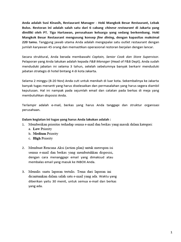 In-Tray - Memo Exercise | PDF