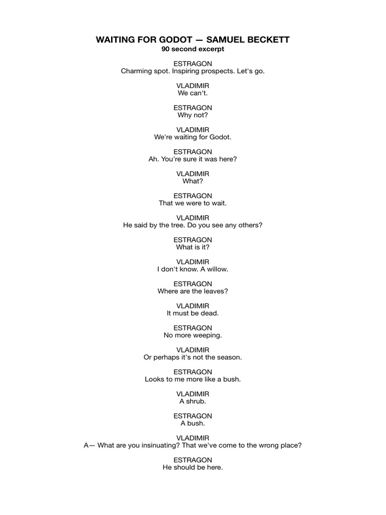 Excerpt from Waiting for Godot | PDF | Samuel Beckett | Theatre Characters