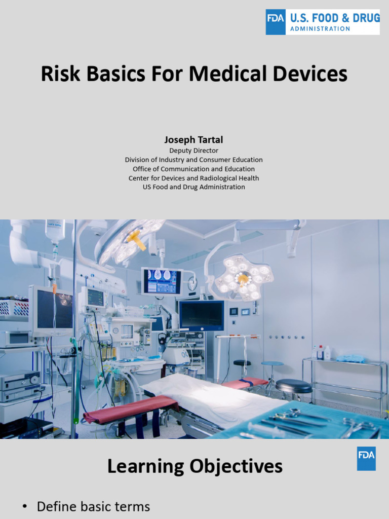 CDRH Learn Presentation - Risk Basics For Medical Devices | Download ...