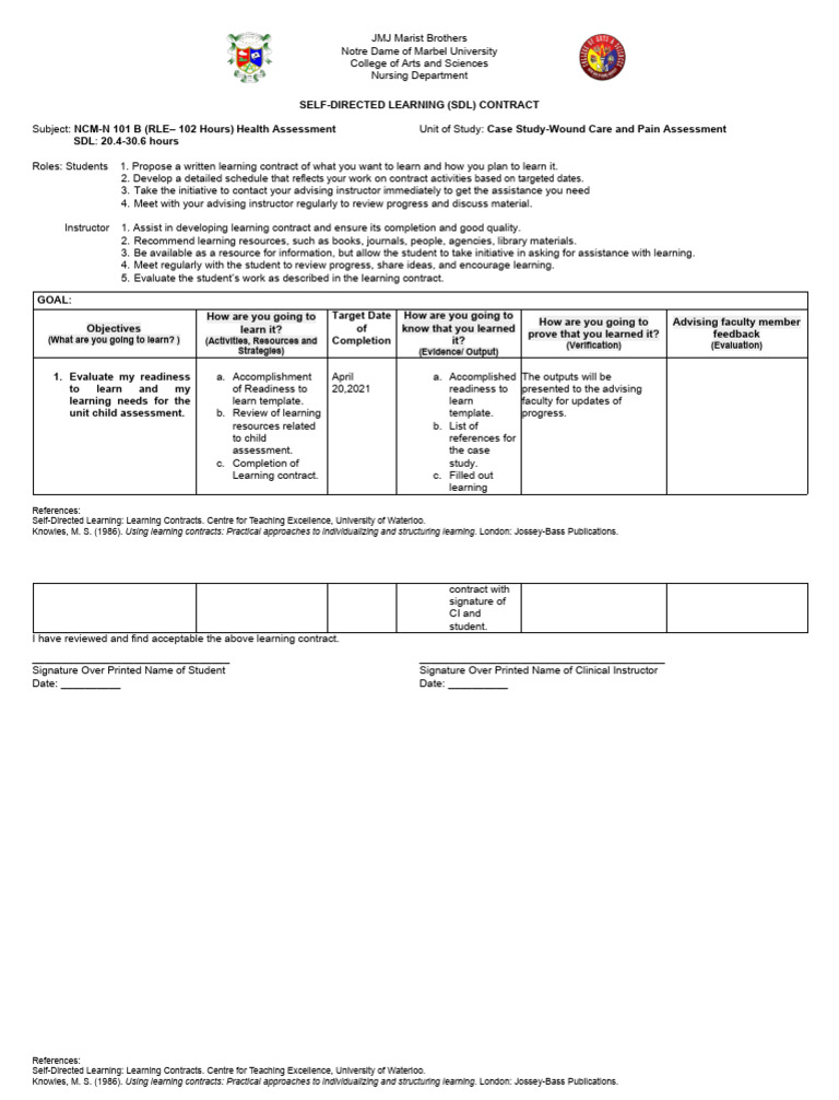Learning Contract Template-2 | PDF | Learning | Health Care
