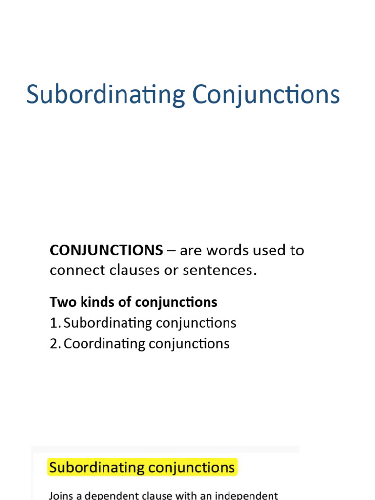 English 6 Q4 Subordinating Conjunctions | PDF | Language Arts ...