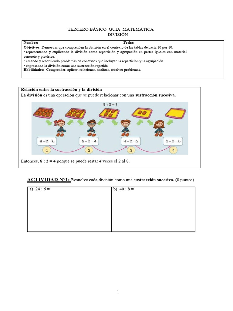 Tercero Básico Guía Matemática División | PDF | División (Matemáticas ...