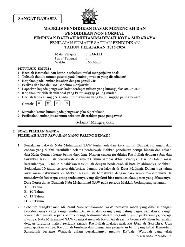 Penilaian Sumatif Tareh 2023-2024 | PDF