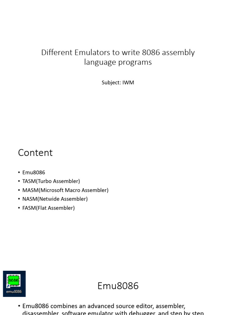 Emulators for 8086 Assembly Programming | PDF | Assembly Language ...