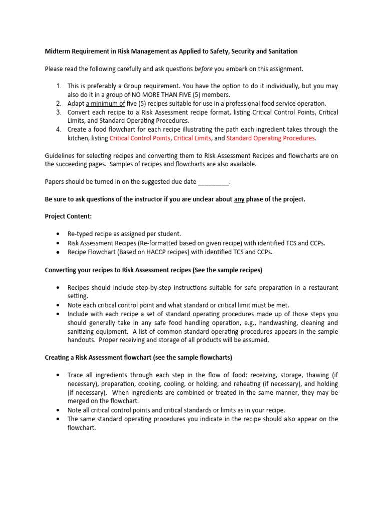 Risk Project Template | PDF | Pasta | Salad