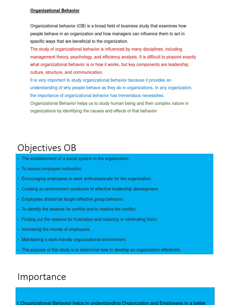 Organizational Behaviour Module 1 | PDF | Organizational Behavior | Behavior