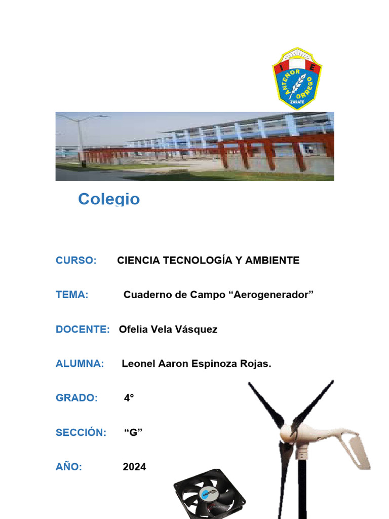 Proyecto de Generador Eolico Leonel Aaron Espinoza Rojas 4g | PDF | Energía eólica | Generador ...