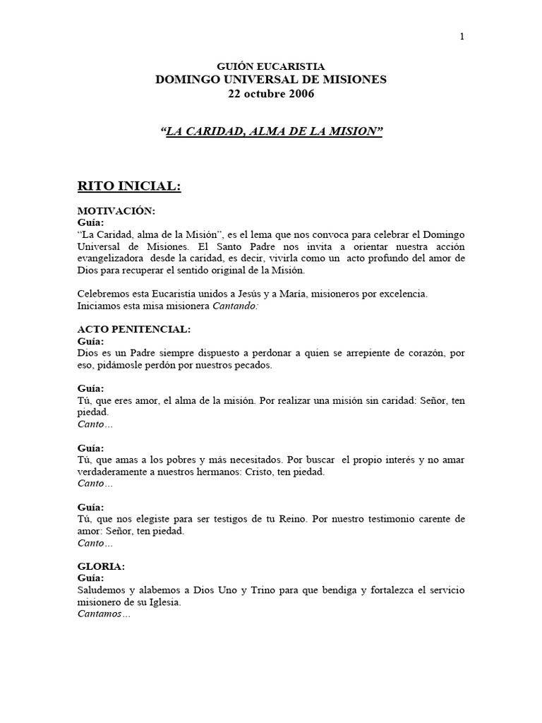 Guion Misa | PDF | eucaristía | Misionero