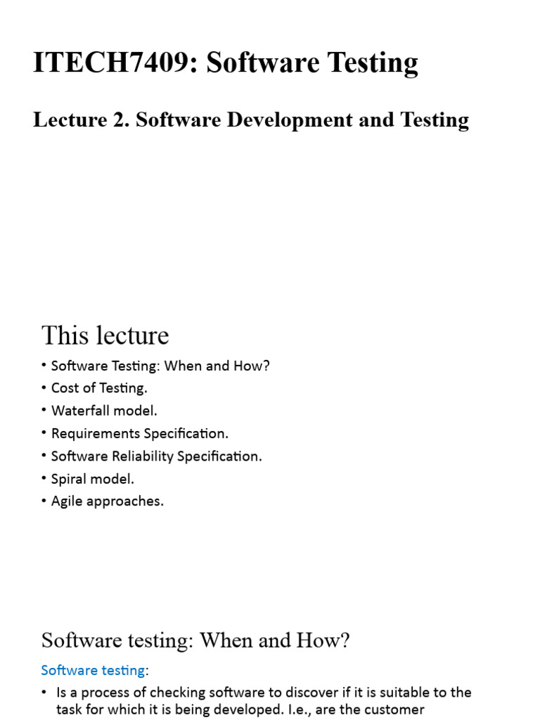 Lecture 2 Software Development And Testing Download Free Pdf Software Testing Software