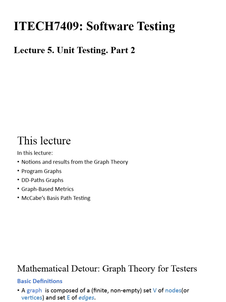 Lecture 5 Unit Testing Part 2 | PDF | Vertex (Graph Theory ... Lecture 5 Unit Testing Part 2 | PDF | Vertex (Graph Theory ...