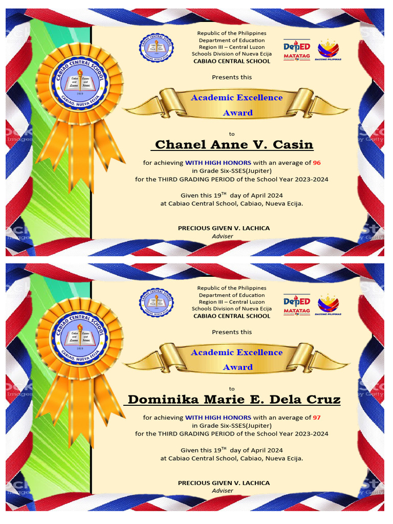 High Honors Award Certificates 2024 | PDF