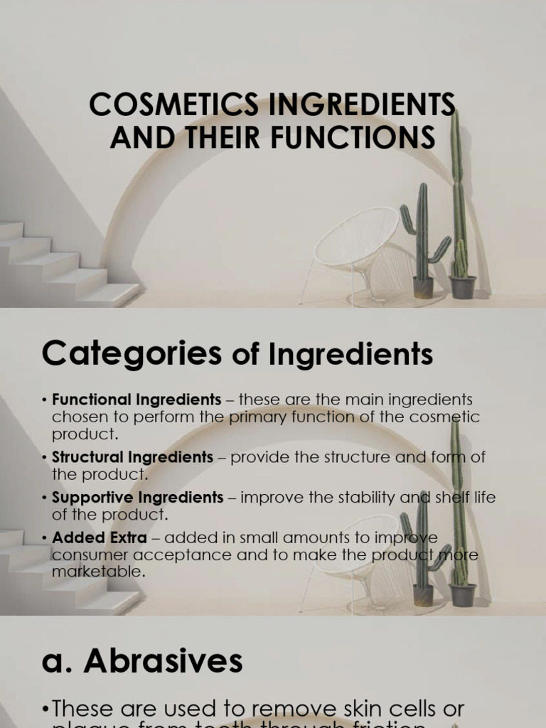 Cosmetics Ingredients and Their Functions | PDF ...