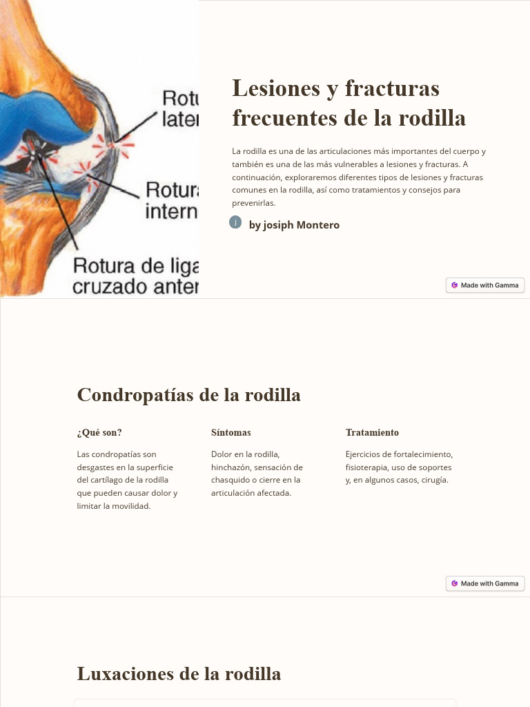 Lesiones y Fracturas Frecuentes de La Rodilla | PDF | Rodilla | Sistema ...