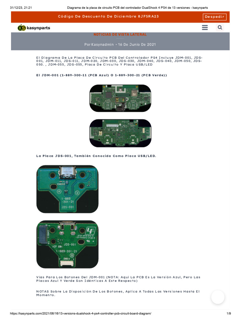 Diagrama de La Placas de Circuito PCB Del Controlador DualShock 4 PS4 ...
