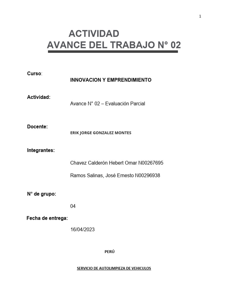 Avance2 Innovacion y Emprendimiento | PDF | Mercado (economía) | Sector privado