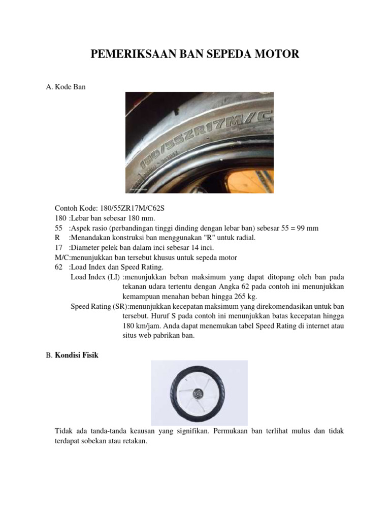 Panduan Pemeriksaan Ban Sepeda Motor | PDF