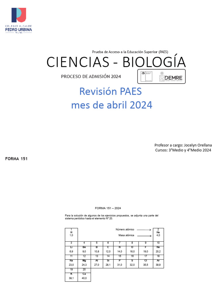 2024 23 06 20 Paes Invierno Oficial Ciencias Biologia p2024 | PDF ...