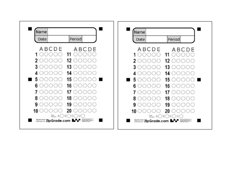 20 Items Answer Sheet | PDF