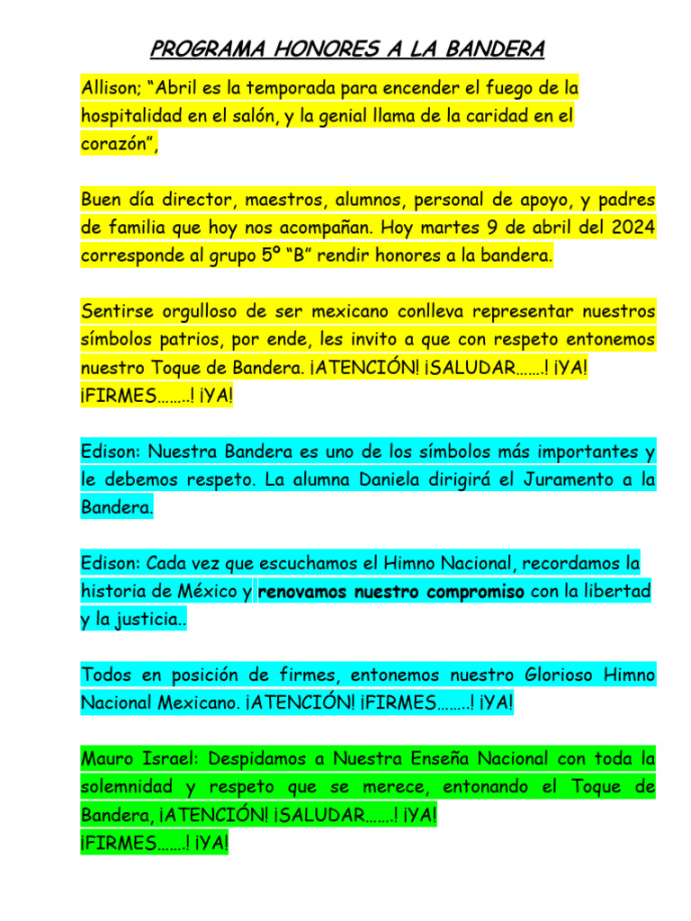 Ceremonia de Honores a la Bandera | PDF | México
