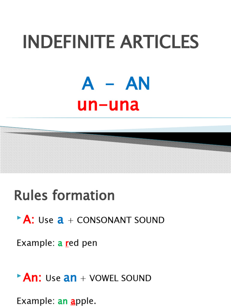 Indefinite Articles: A vs. An Guide | PDF