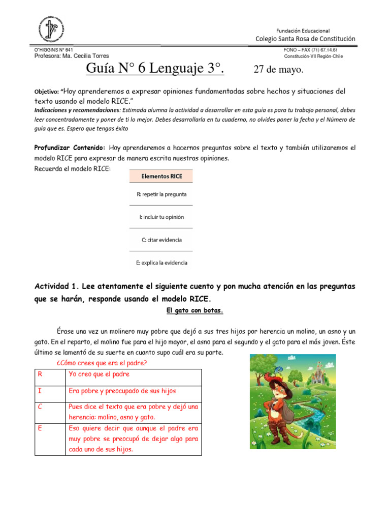 Guia N°6 Lenguaje 3° Clase 7 | PDF