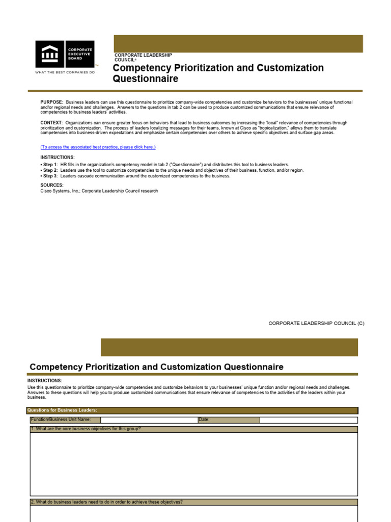 CLC Competency Prioritization and Customization Questionnaire | PDF ... CLC Competency Prioritization and Customization Questionnaire | PDF ...