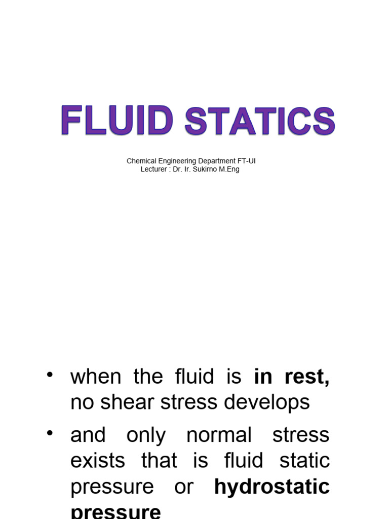 2023 Lect1 FLUID STATIC Application of Hydro Static | PDF | Pressure ...