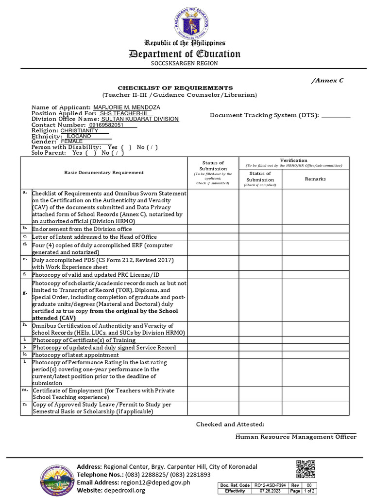 Annex C Checklist of Requirements Tii Tiii RM Ad 2023 Marj | PDF
