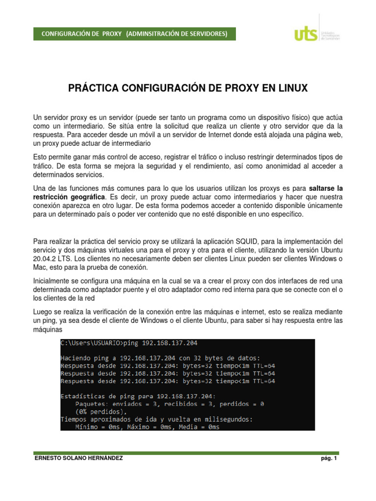 1 Practica Proxy | PDF | Servidor proxy | Red de arquitectura