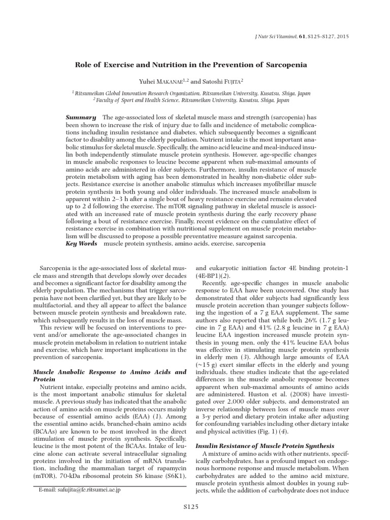 (2015) Exercise and Sarcopenia | PDF | Leucine | Skeletal Muscle