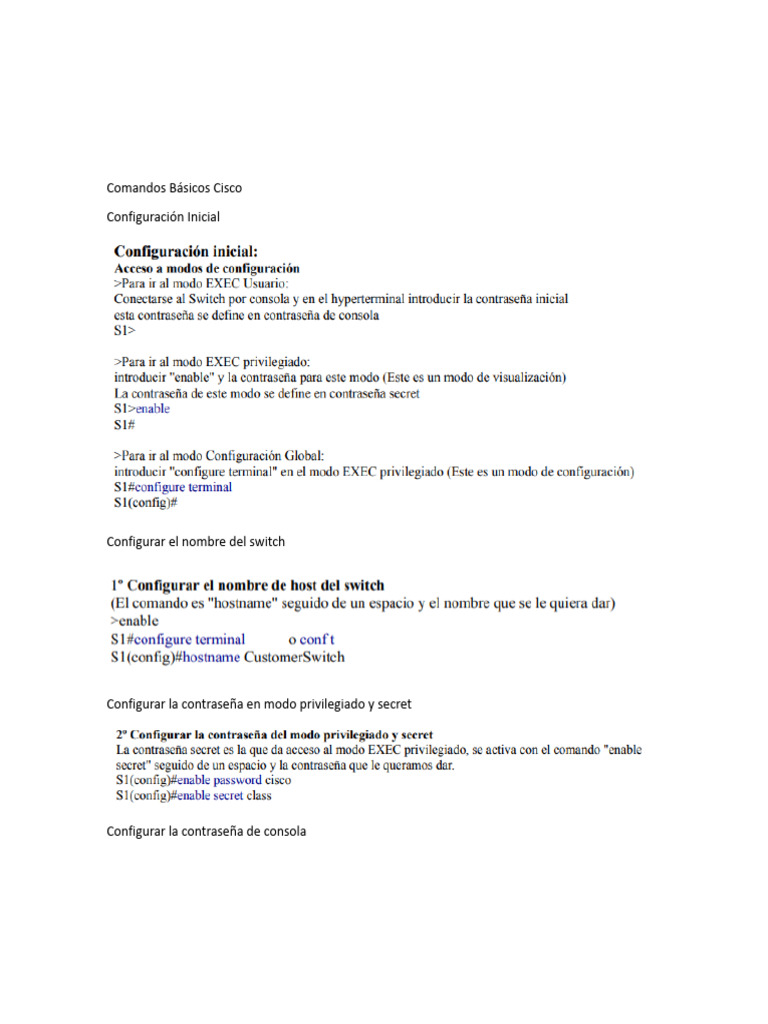 Comandos Basicos Cisco | PDF | Protocolos de internet | Dirección IP