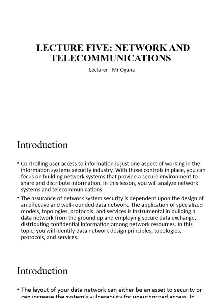 Lecture Five Network and Telecommunications | PDF | Computer Network | Backup