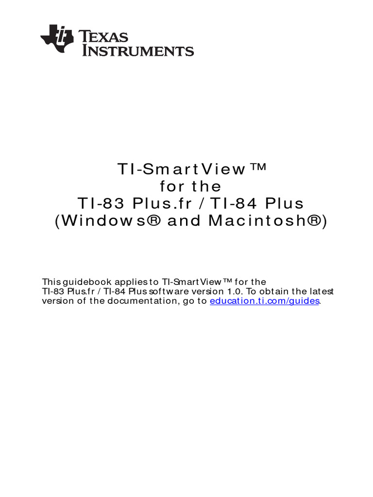 TI-SmartView_TI-83Plusfr_Guide_EN | PDF | Computer File | Computer Keyboard