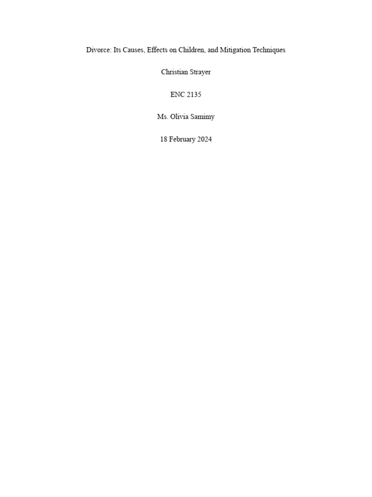 Enc2135 Final Draft Project 1b Christian Strayer | PDF | Divorce | Marriage