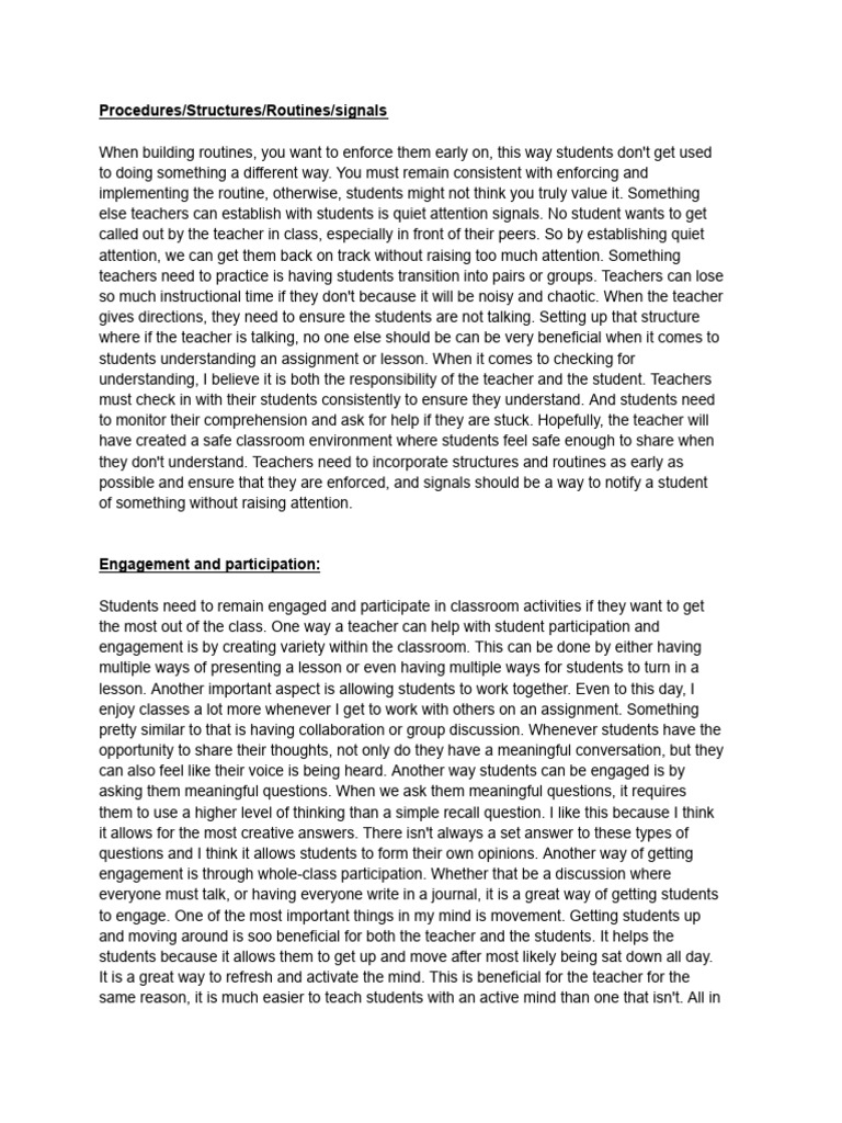 Cole Urban Classroom Management Reflection Final | PDF | Teachers | Classroom Management