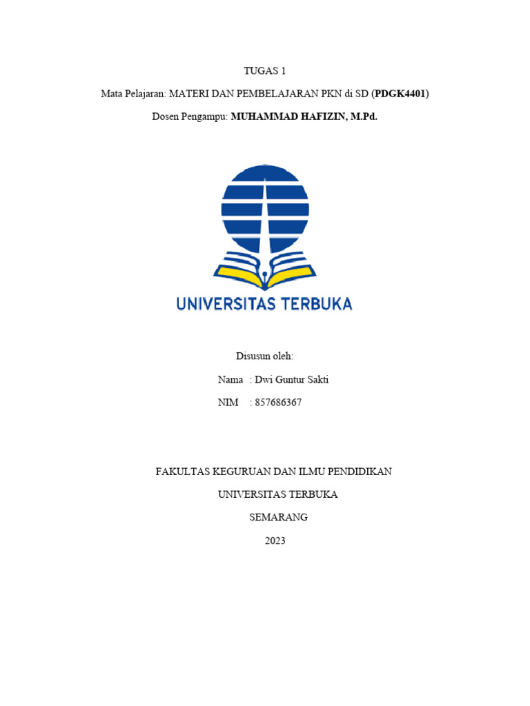 TUGAS 1 MATERI DAN PEMBELAJARAN PKN Di SD | PDF