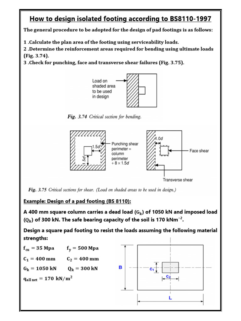 How To Design Isolated Footing According To BS8110-1997 | PDF | Applied ...
