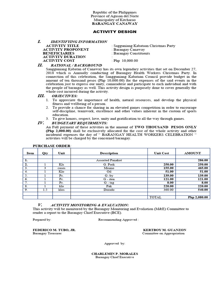 Activity Design BHW X'mas Party | PDF