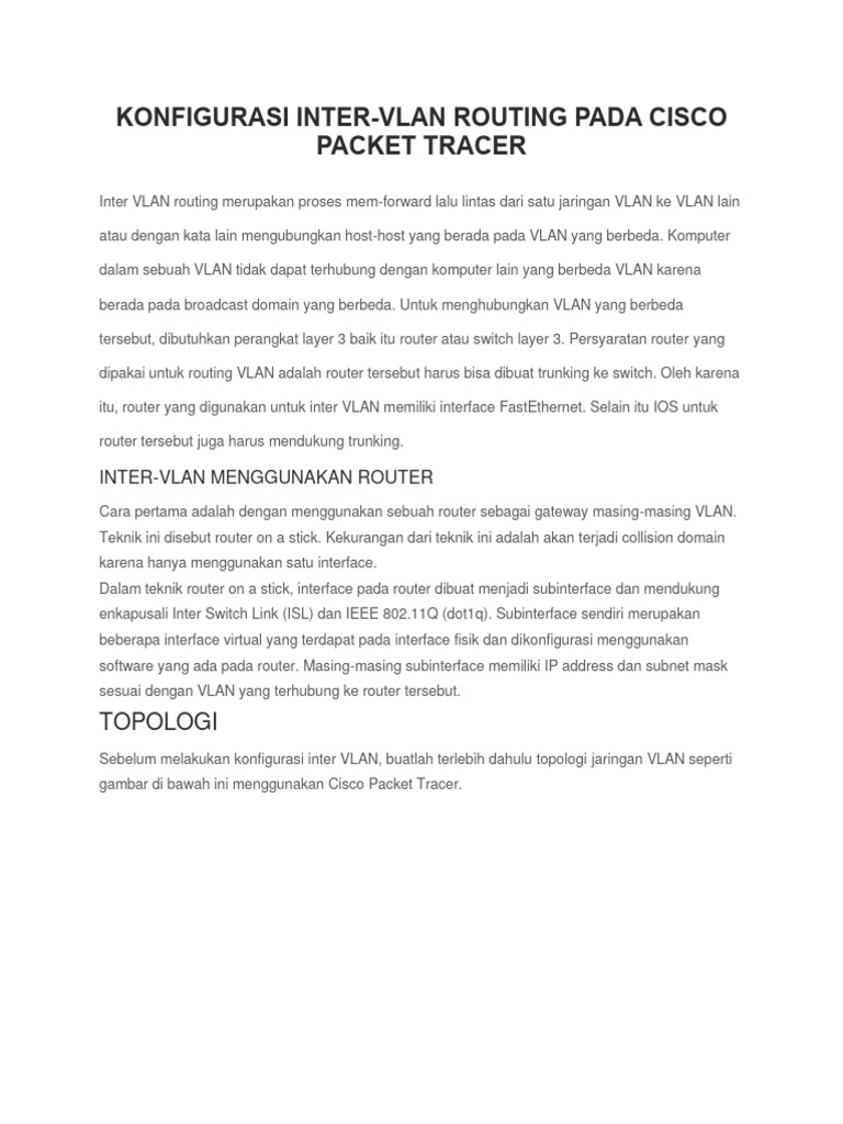 Konfigurasi Inter-VLAN Routing Cisco | PDF | Griya & Taman | Komputer
