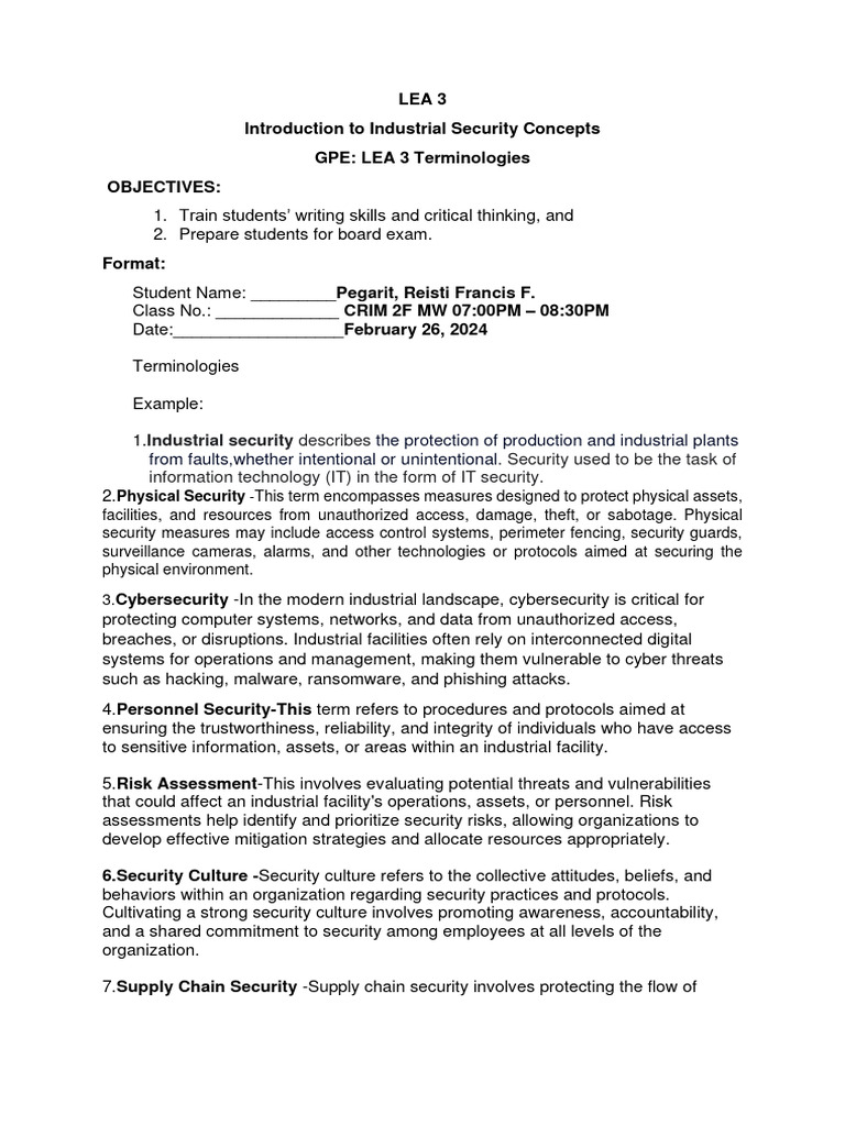 LEA3 Terminologies Guidelines | PDF | Security | Computer Security